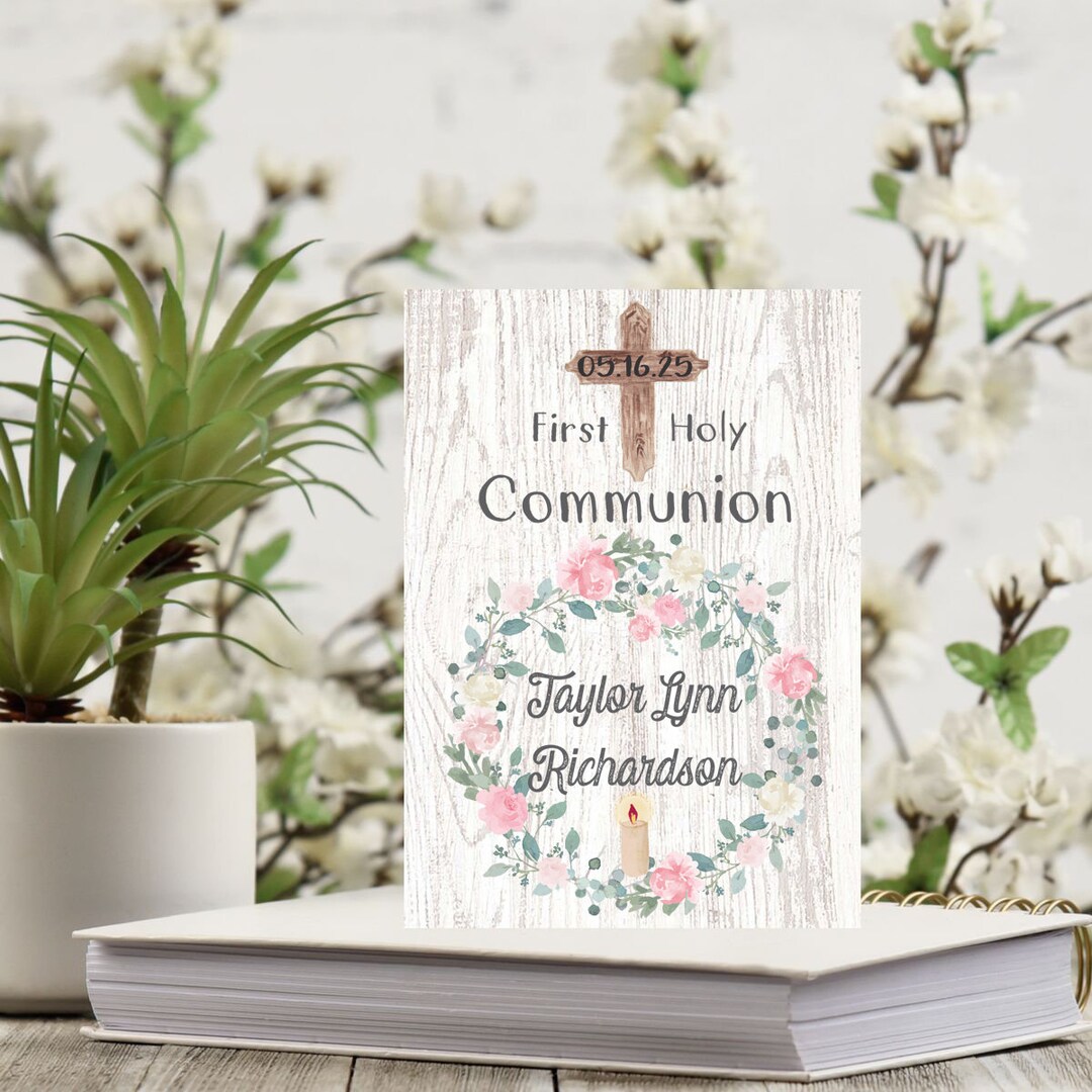 Holy First Communion Personalized Keepsake Wall Sign or Sitter Multiple ...
