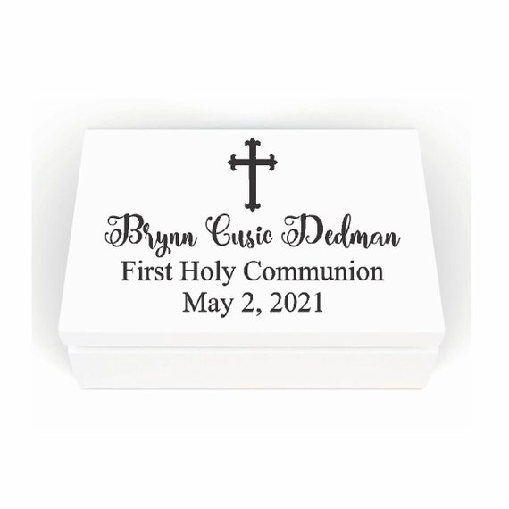 First Holy Communion Personalized Engraved Custom White Box - Etsy