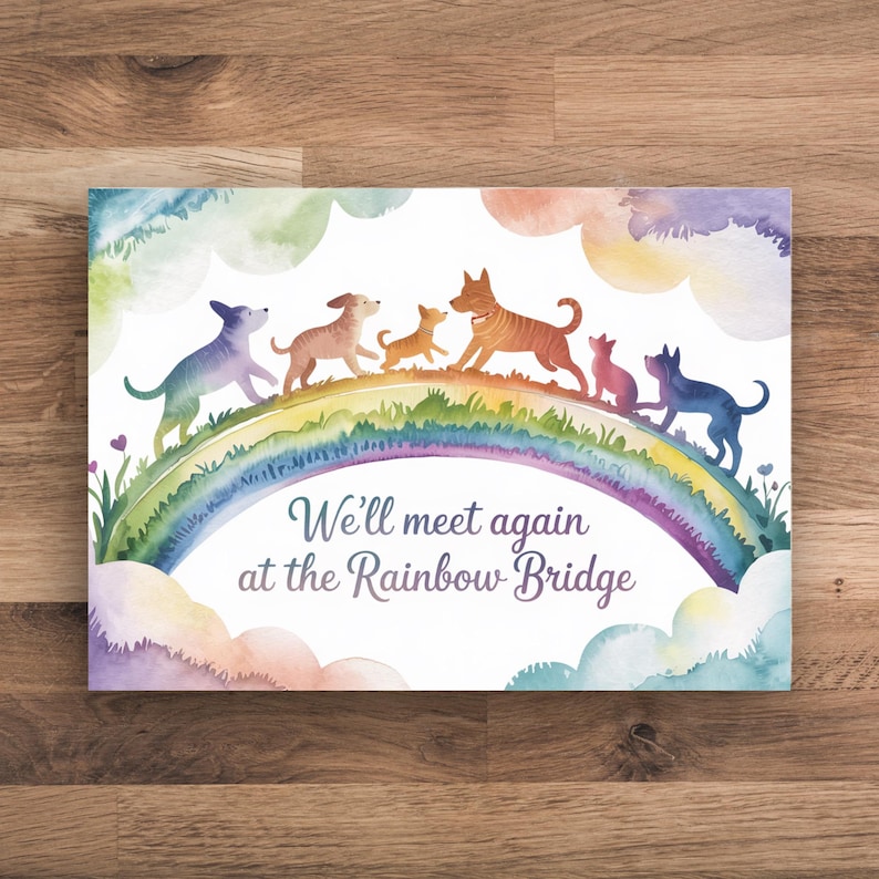 Rainbow Bridge Pet Memorial Sign, Loss of Dog or Cat Remembrance ...