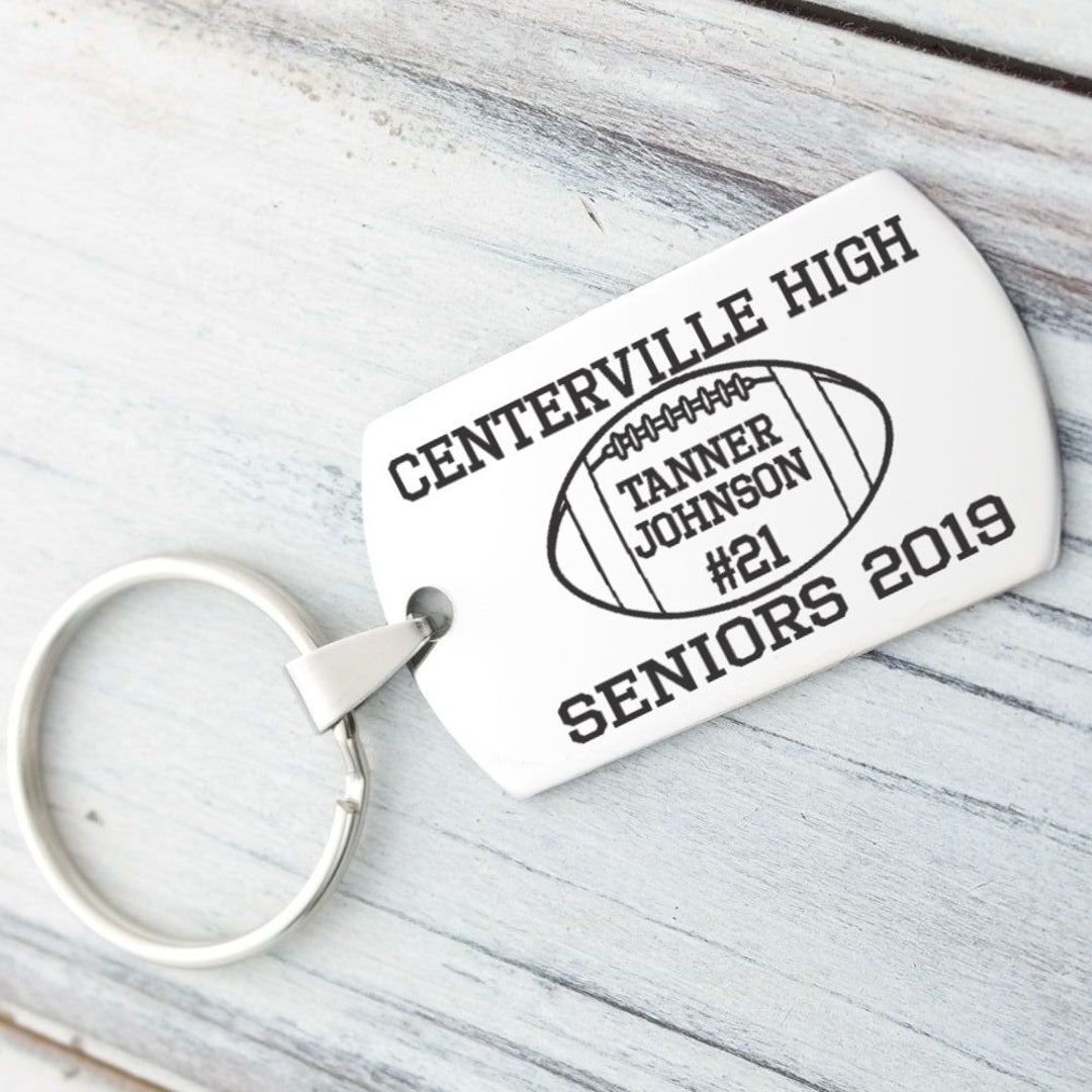 Football With Name and Number Team Player Personalized Dog Tag Key ...