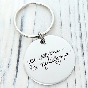 Actual Handwriting Personalized Key Chain - Engraved Can Be Hand ...