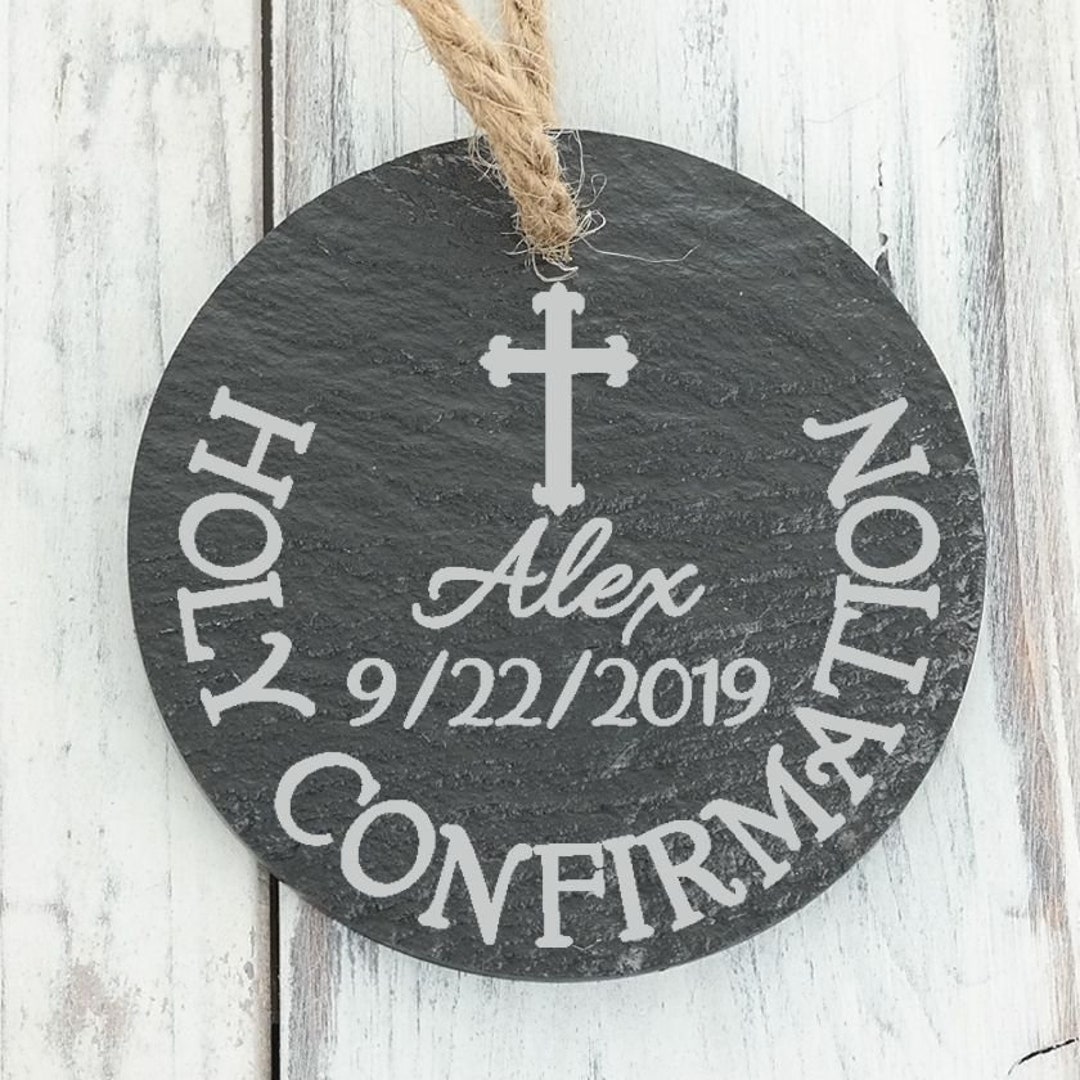 Personalized Holy Confirmation Slate Ornament Custom Gift With Cross ...