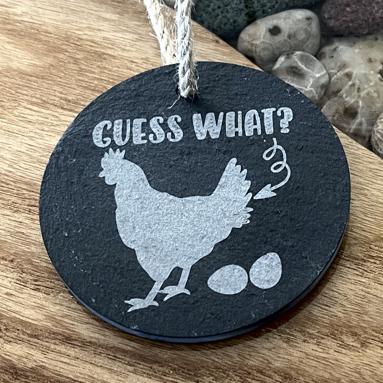 Funny Guess What Chicken Butt Slate Ornament Back Can Be Personalized ...