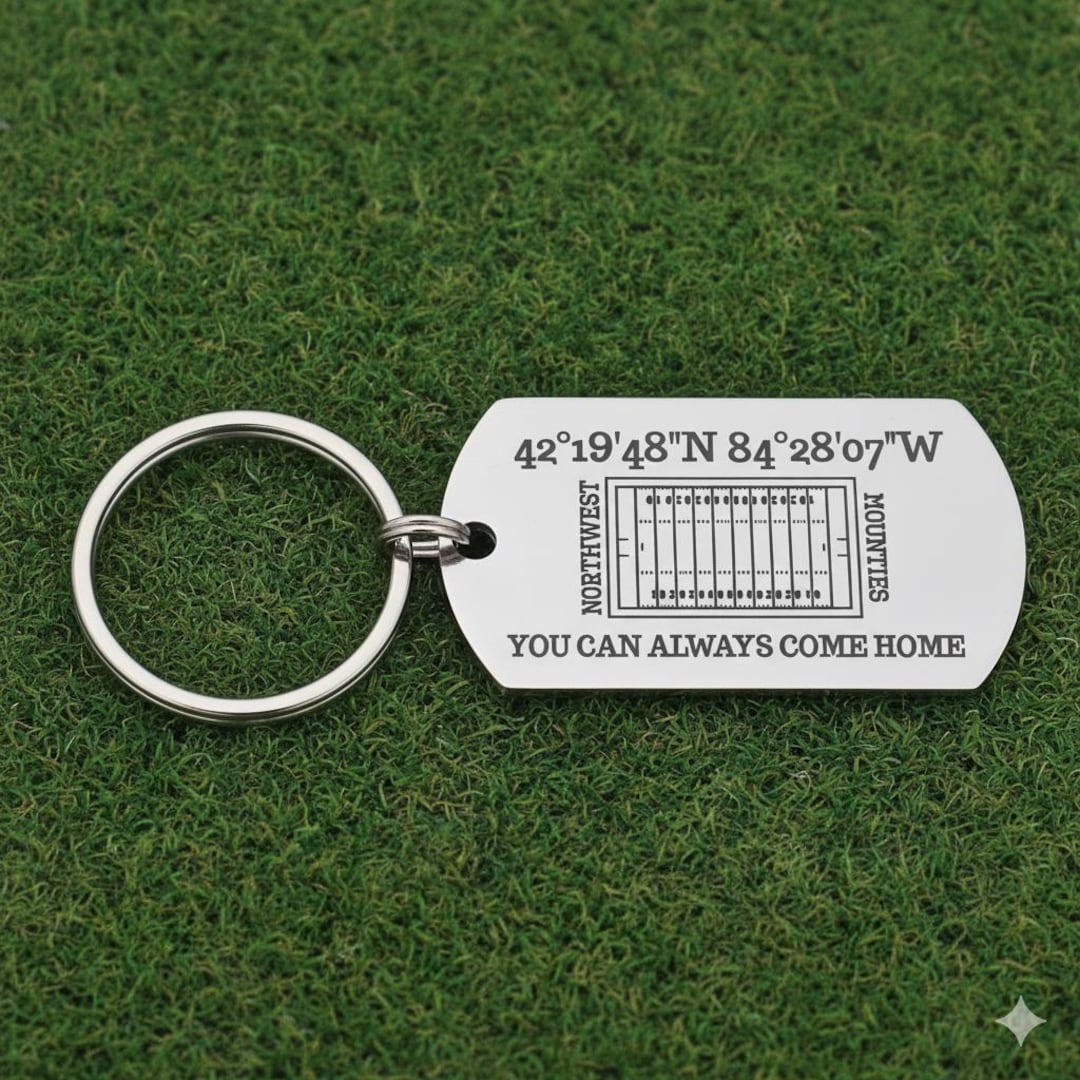 Personalized Football Field Keychain: Coordinates Team Name, Custom ...