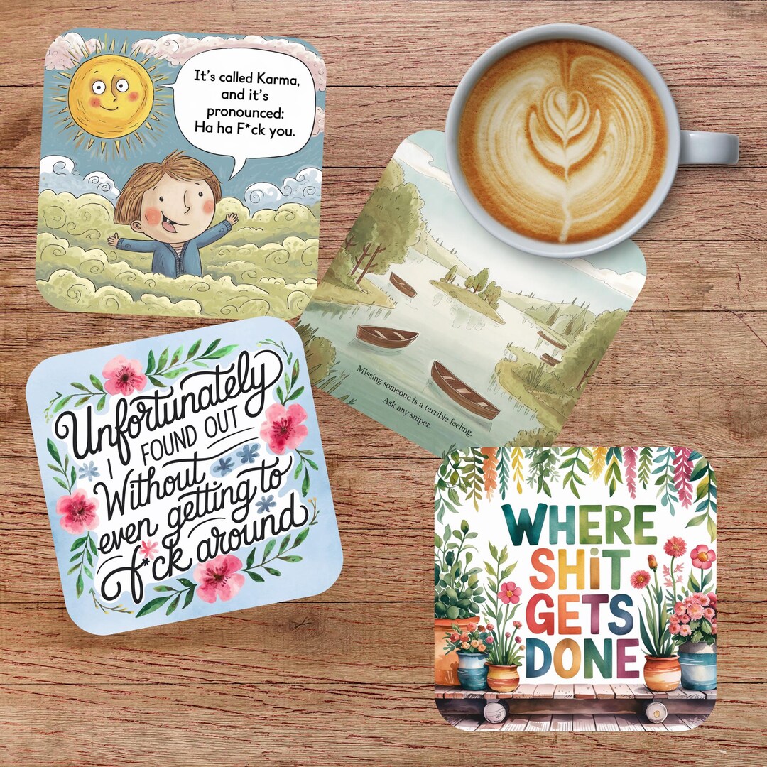 Funny Snarky Swearing Themed Custom Coasters Choose Quantity and Style ...