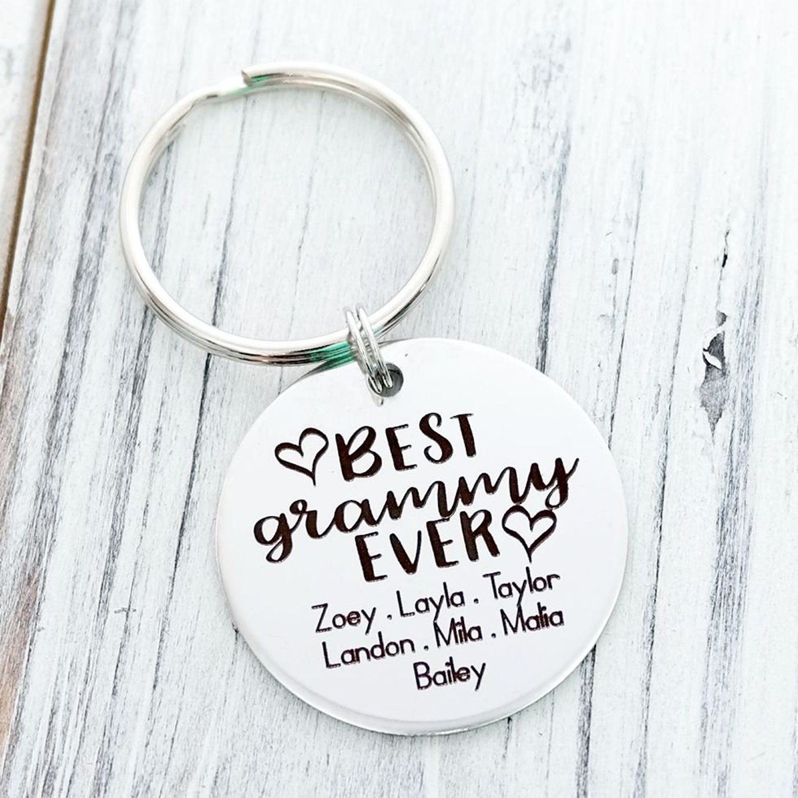 Best Grandma Ever Custom Personalized Key Chain - Engraved ROUND - Etsy