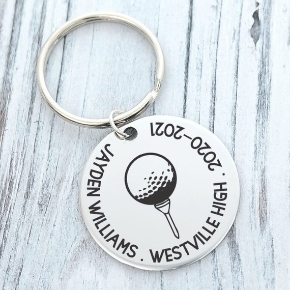 Golf Ball Tee Team Player Personalized Engraved Key Chain - Etsy