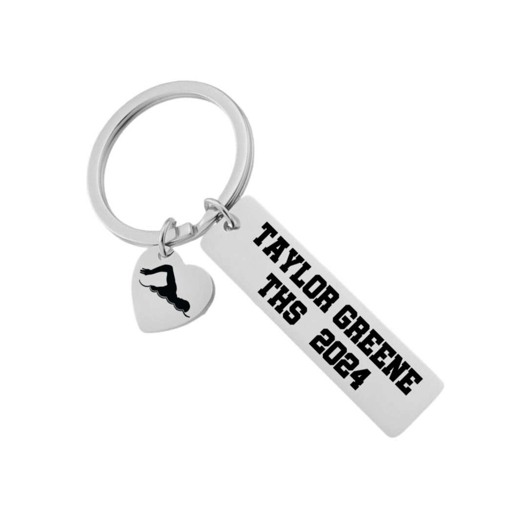 Personalized Swimmer Swim Team Heart Charm Key Chain End of the Season ...