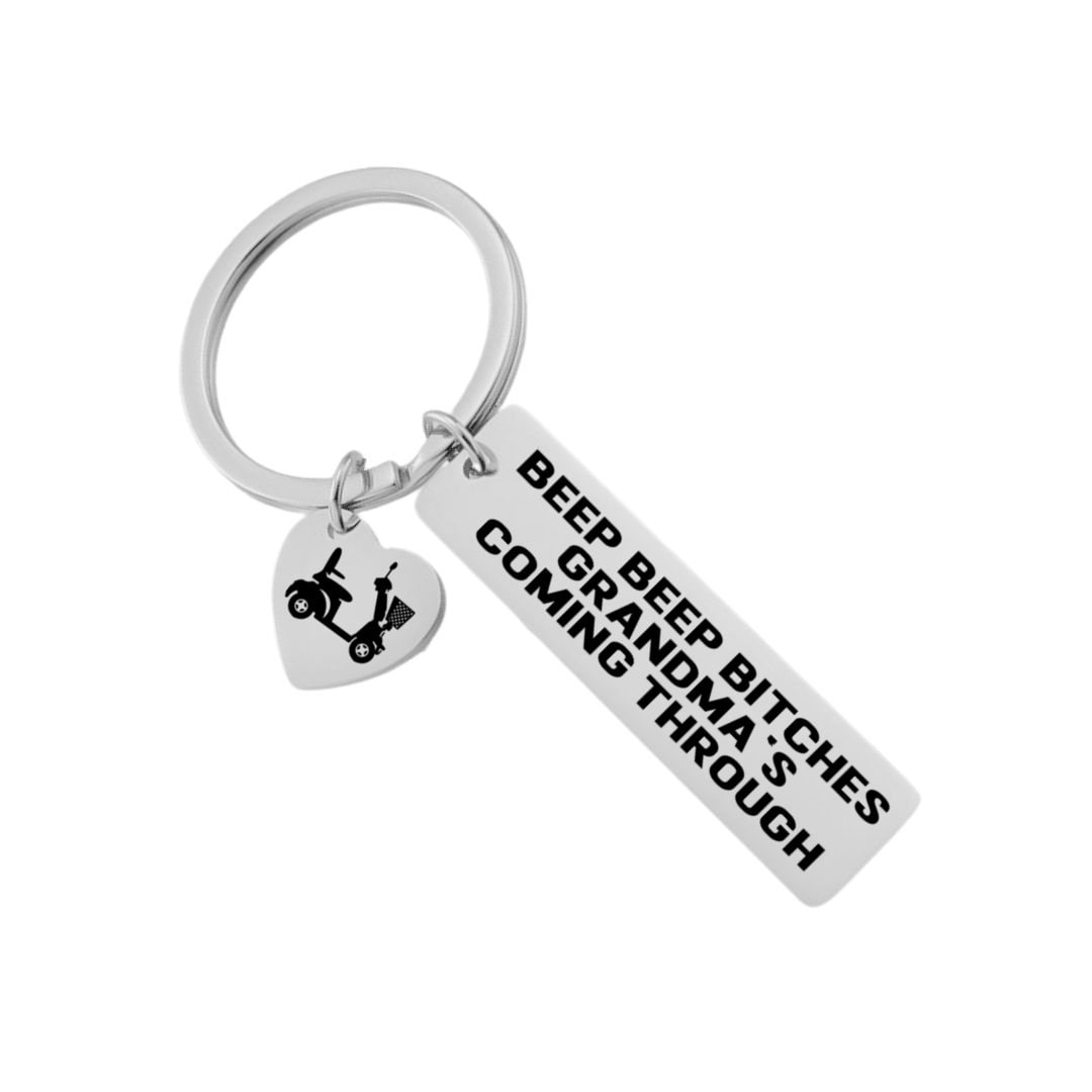 Beep Beep Bitches Grandmas Coming Through Funny Heart Charm Key Chain ...