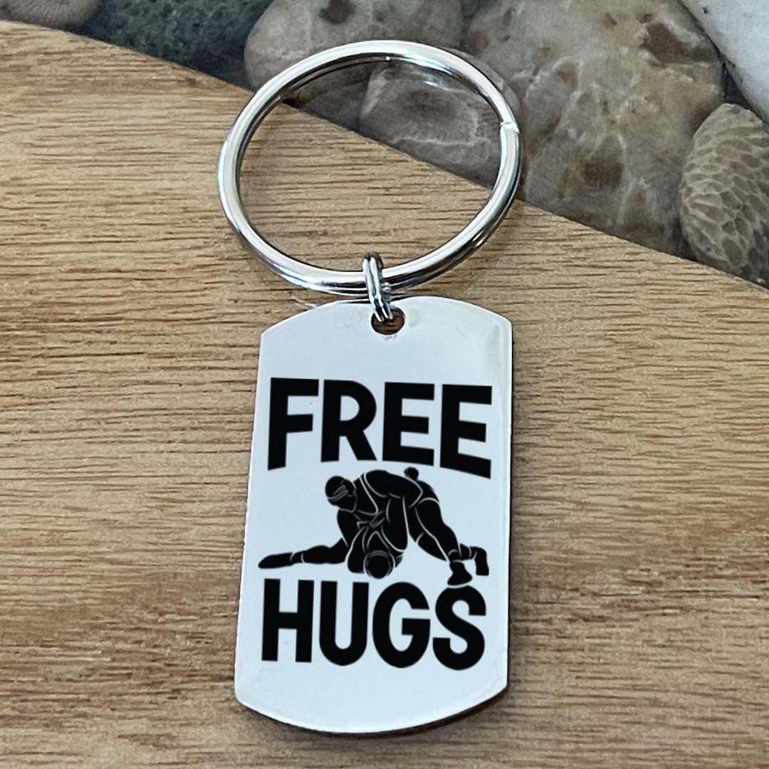 Funny Free Hugs Wrestling Wrestler Key Chain Gift for End of the Season ...