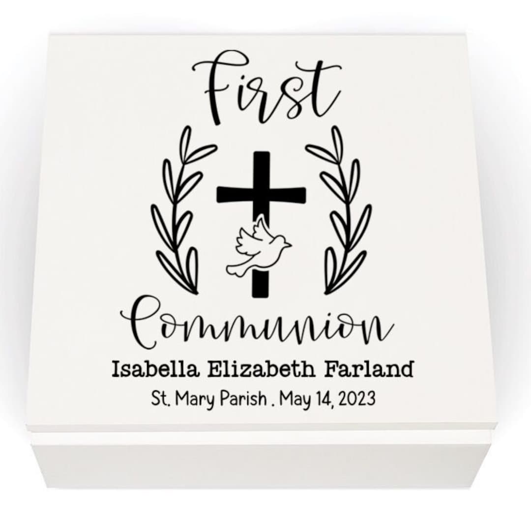 Holy First Communion Dove and Cross Personalized Name Date Church ...