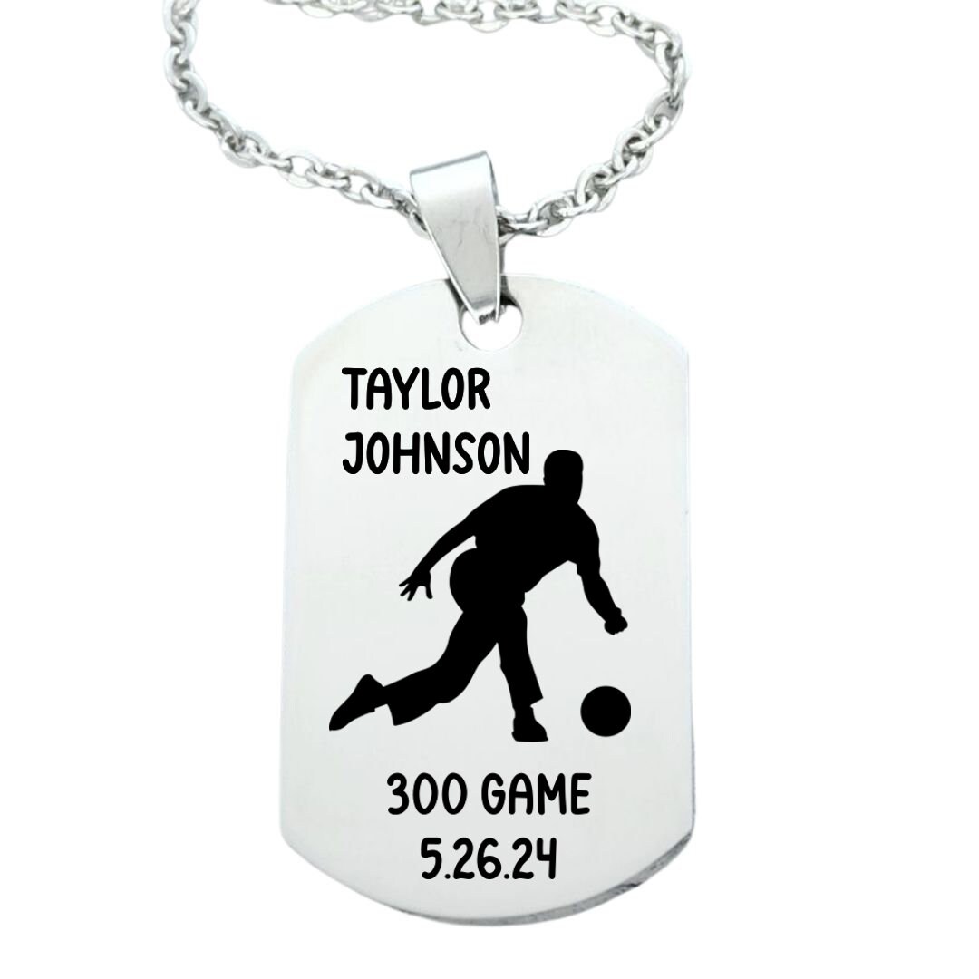Bowling Bowler Team Award League Banquet Gift Senior Graduation Dog Tag ...