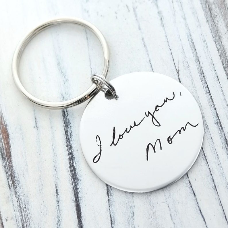 Actual Handwriting Personalized Key Chain Engraved ROUND Can - Etsy