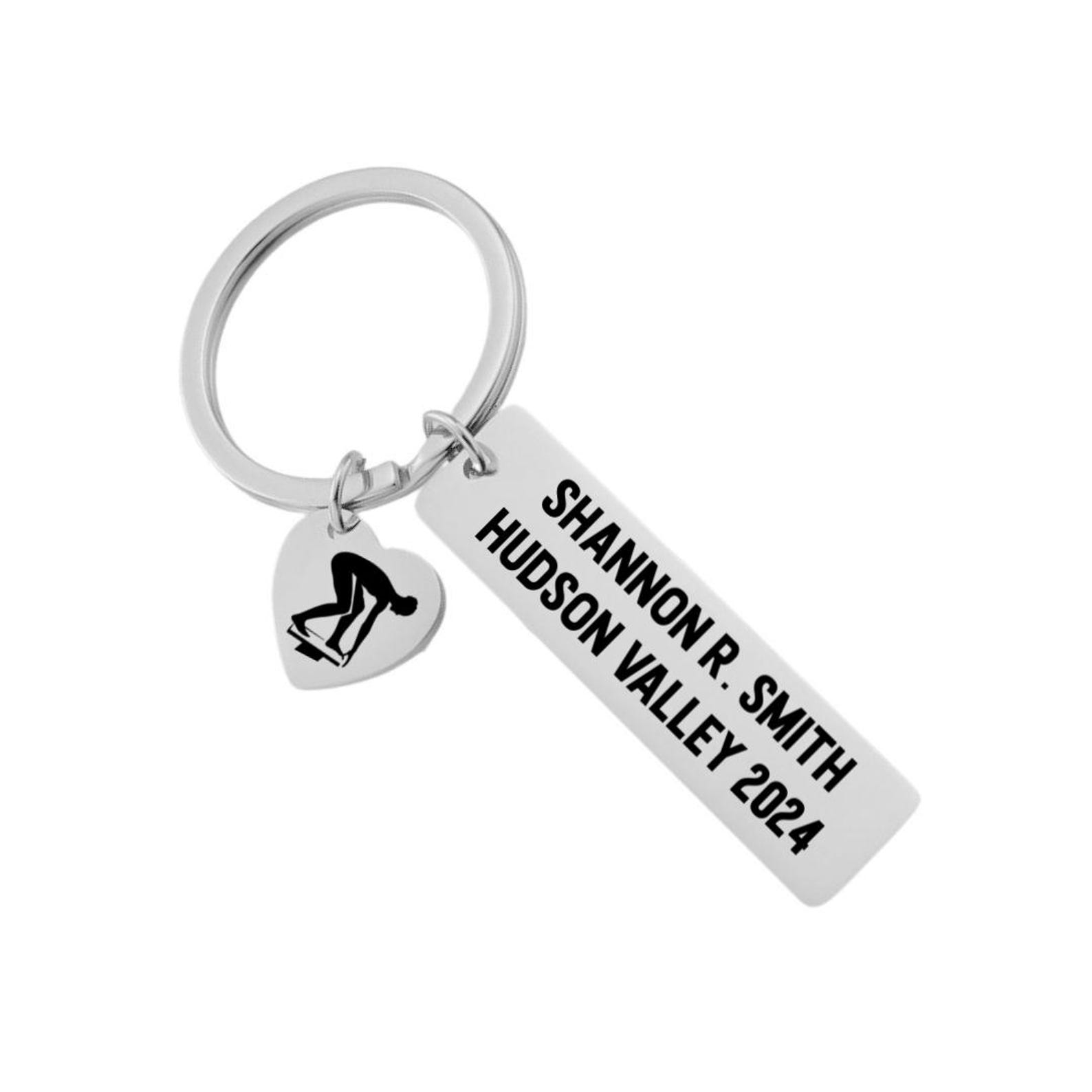 Personalized Swimmer Swim Team Swimming Heart Charm Key Chain Gift ...