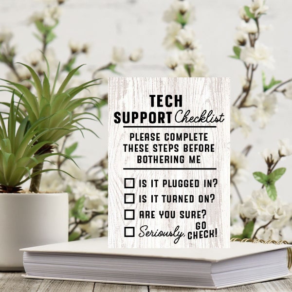 Funny Tech Support Checklist - Etsy