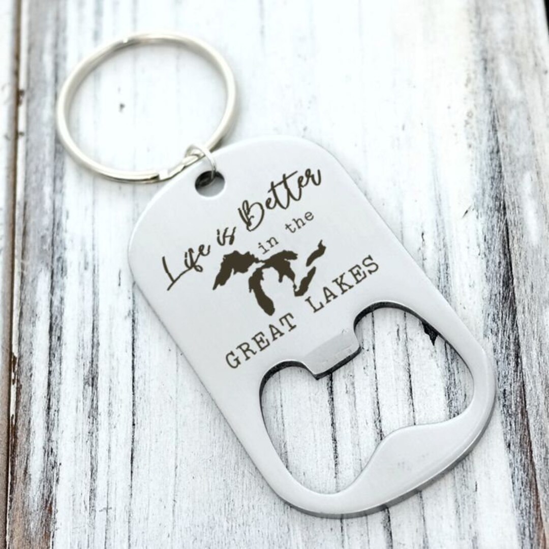 Life is Better in the Great Lakes Michigan Bottle Opener Keychain Back ...