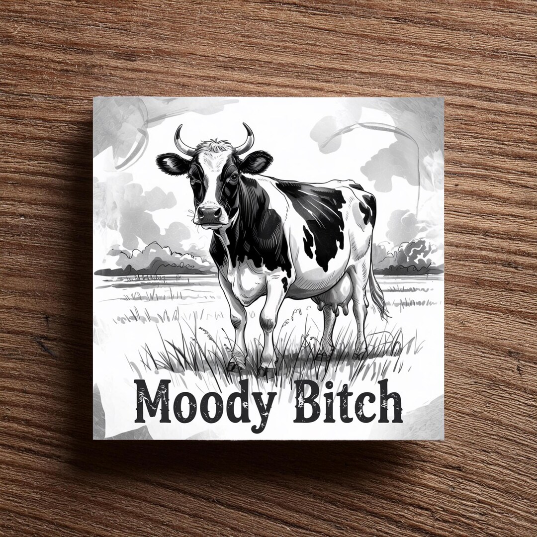 Funny Cow Sign - Moody Bitch - Choose Size Style - Farm Pun - Farmhouse ...