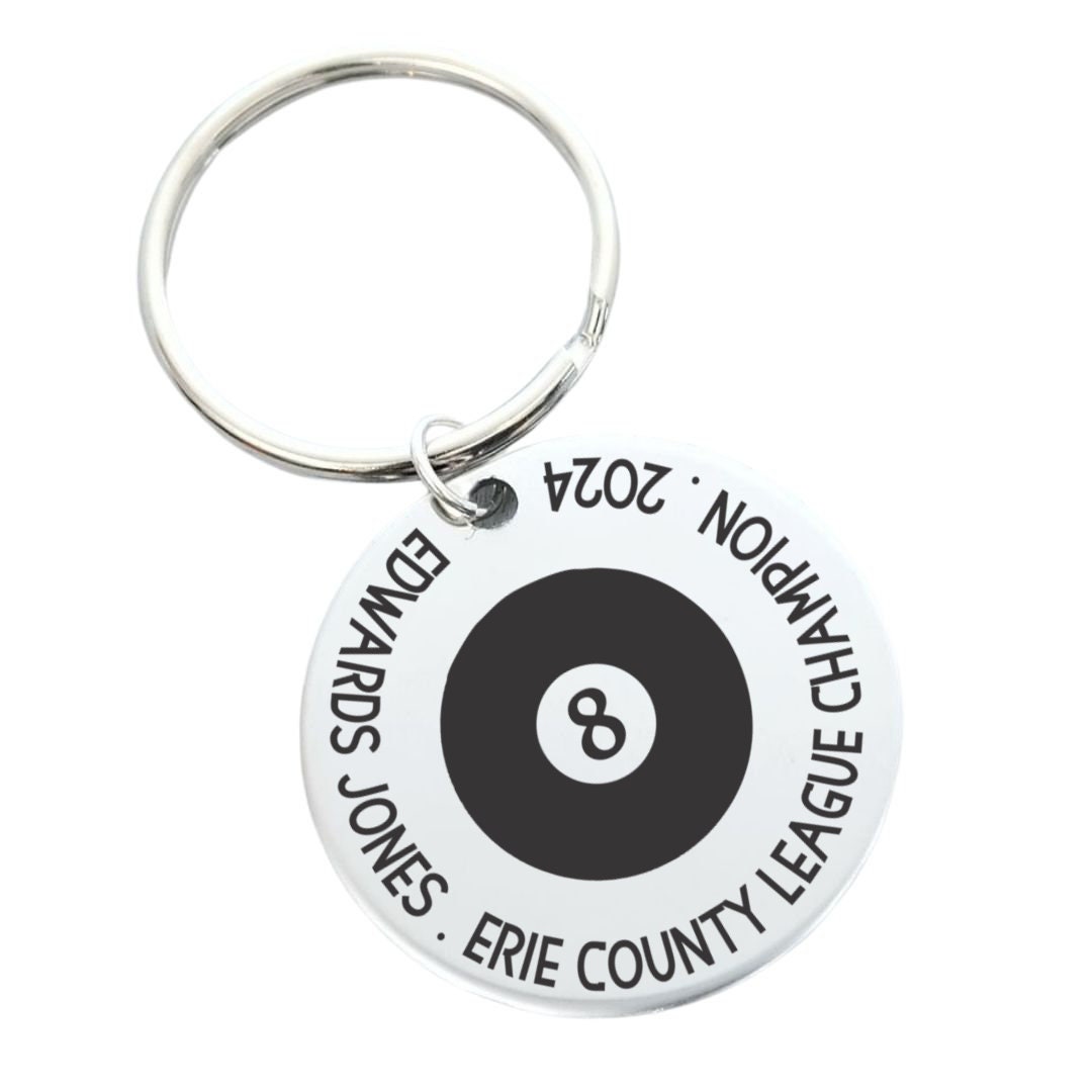 Eight Ball Pool Billiards Personalized Engraved Key Chain - Great for ...