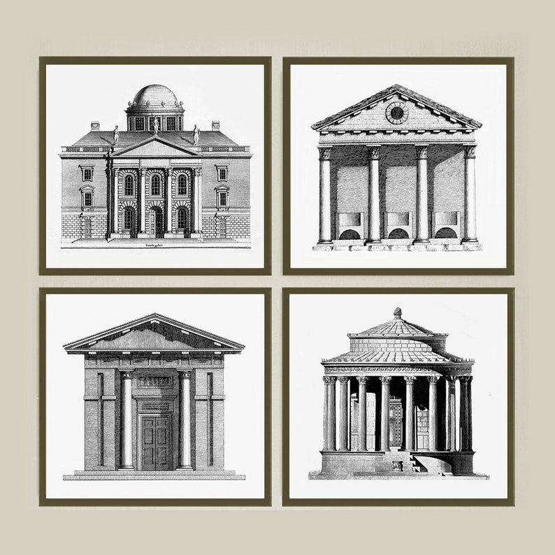 4 SET Architectural Prints Architecture Drawings Beuatifully - Etsy