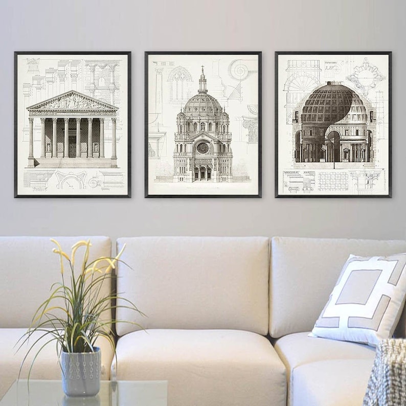 3 set Architectural Art Prints Architecture drawing roman | Etsy