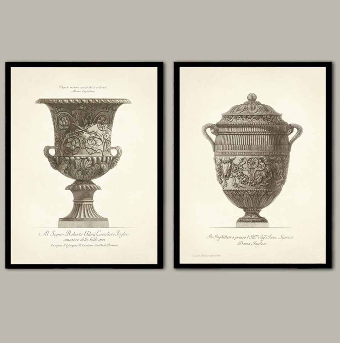 2 Set Italian Classic Urn and Pedestal Prints. Two Set Architecture ...