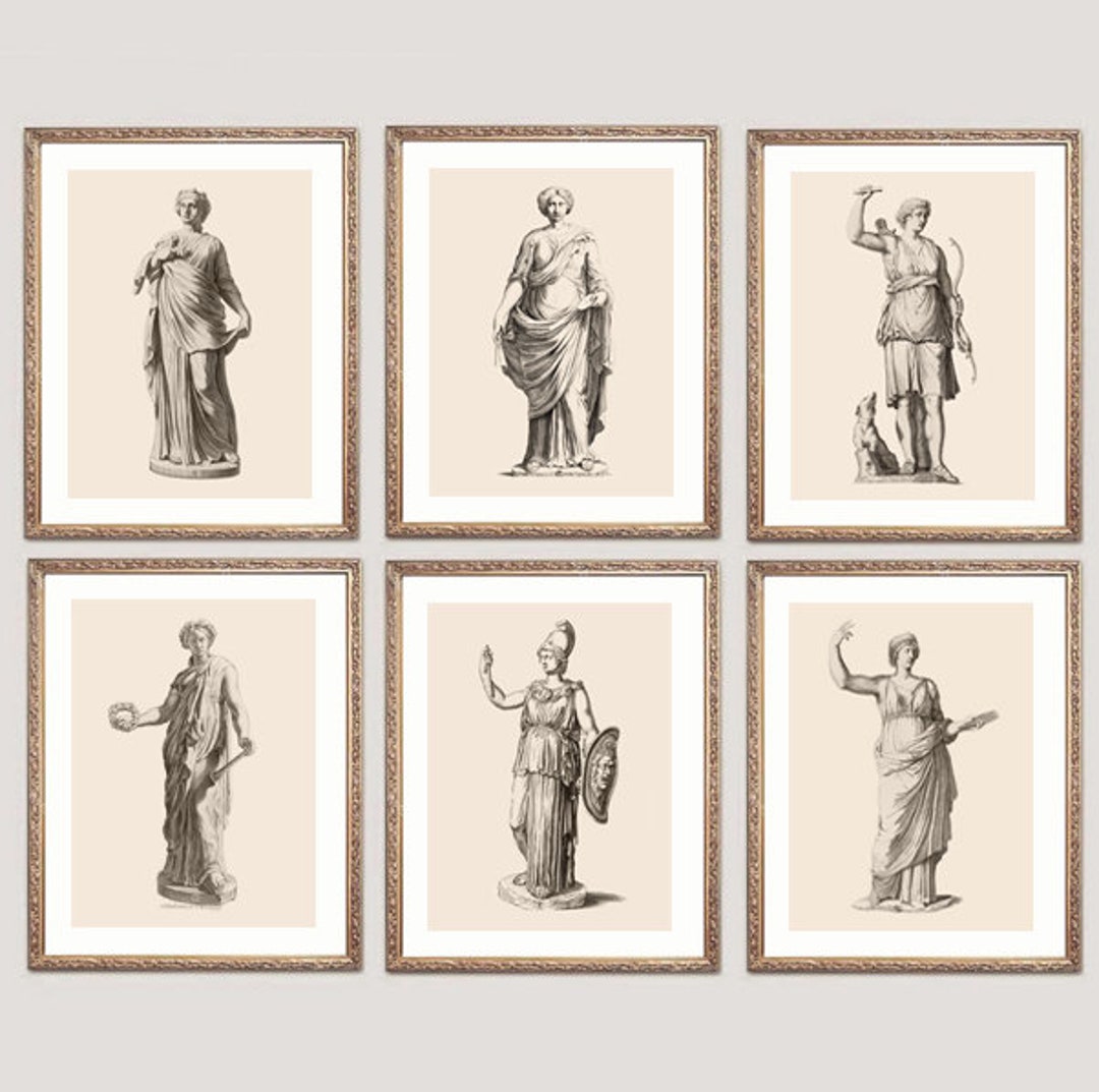 6 Engravings Greek and Roman Figures, Neoclassical Art Prints ...