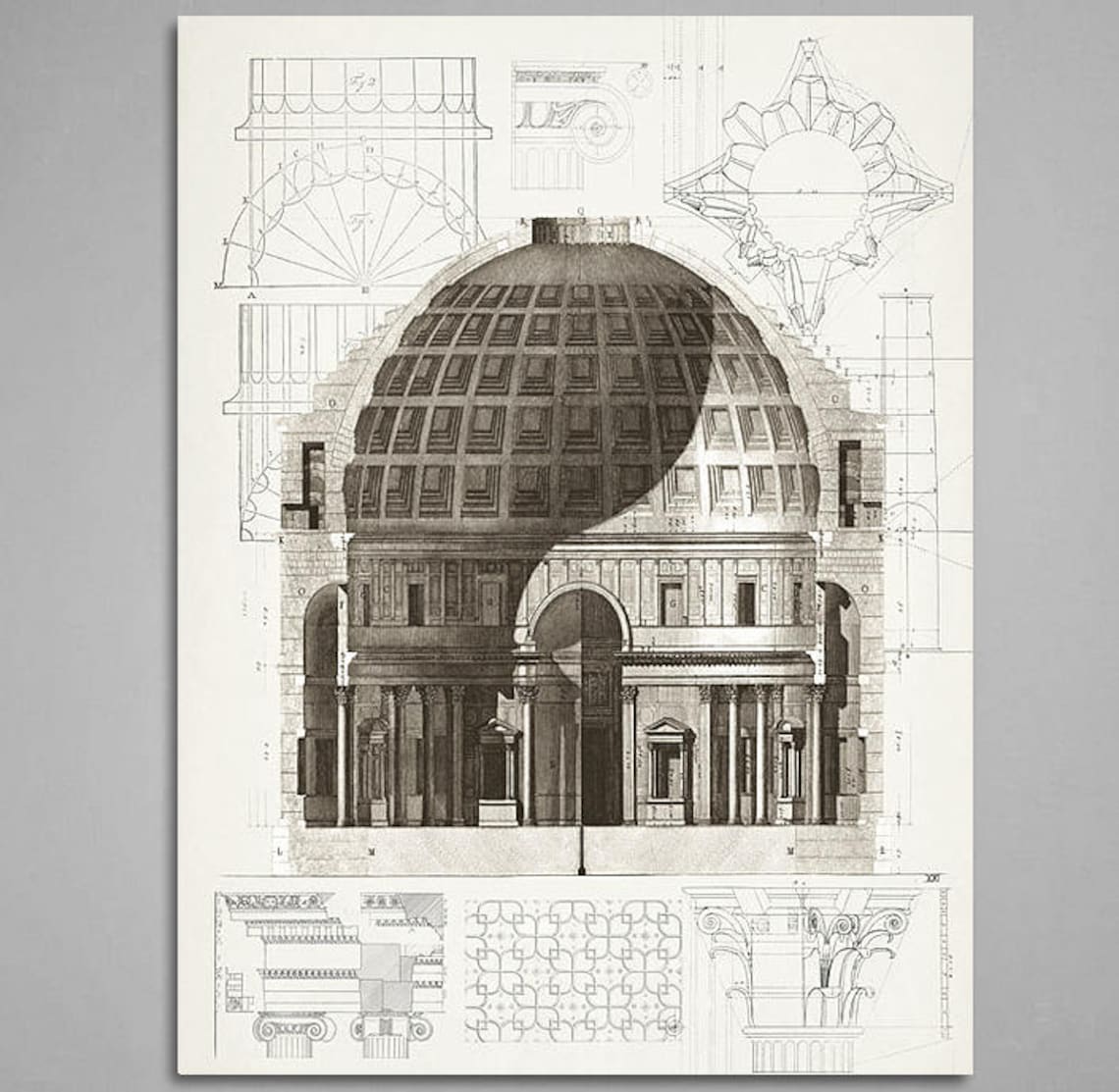 Pantheon Architecture Drawing Print Pantheon Building Art - Etsy