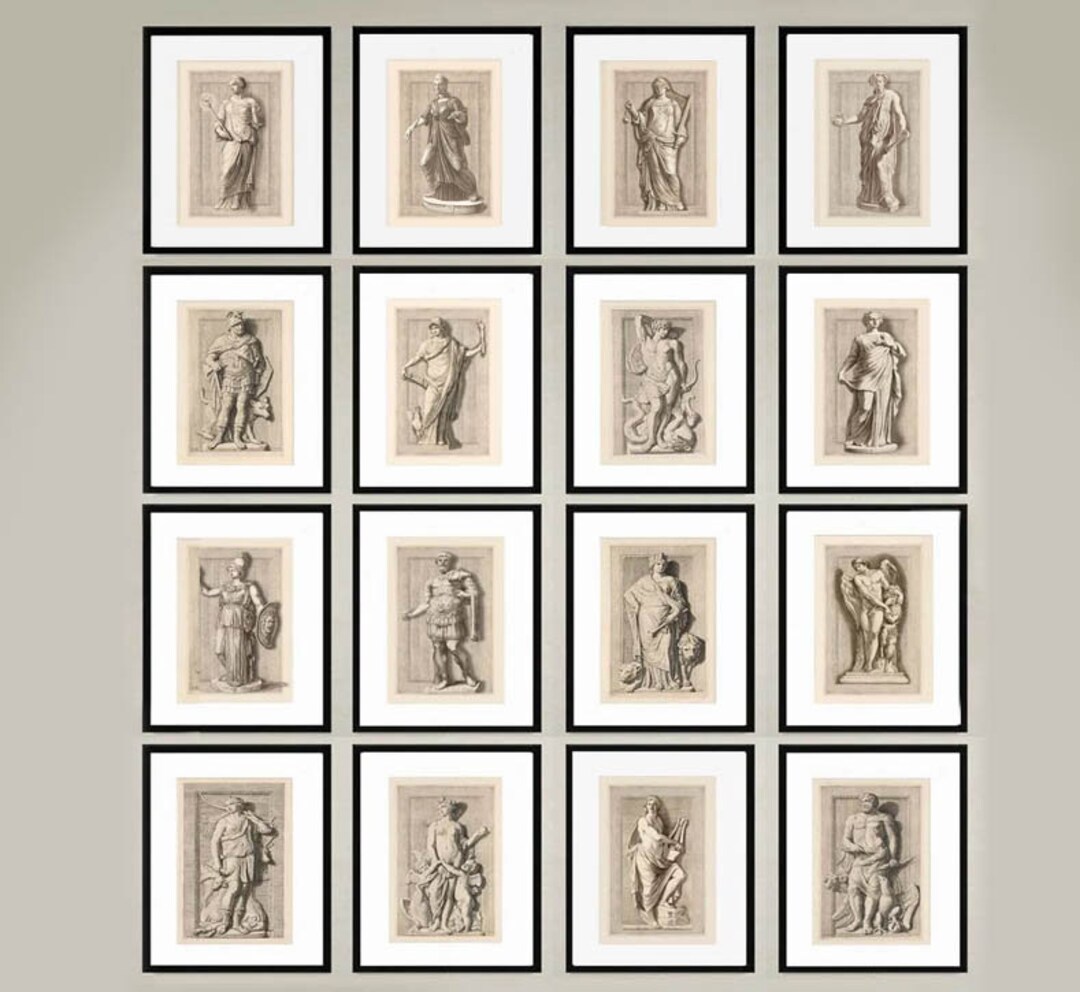 Neoclassical Art Prints, Greek and Roman Figures Engravings, Set of 16 ...
