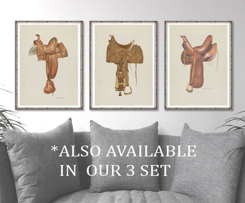 Vintage Horse Saddle Print, Equestrian Print, Equestrian Decor, Vintage ...