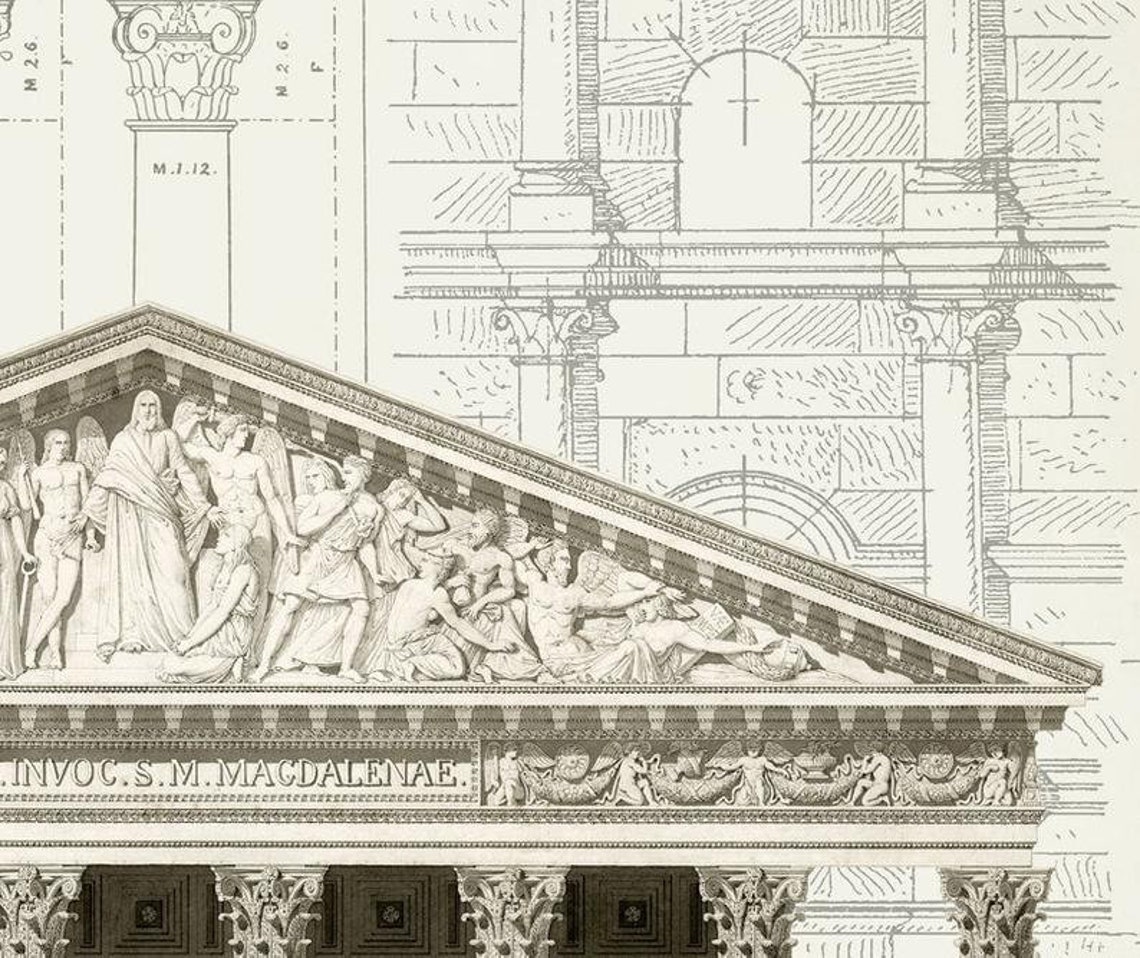 Classic Architecture Drawings 2 Set Architectural Prints - Etsy