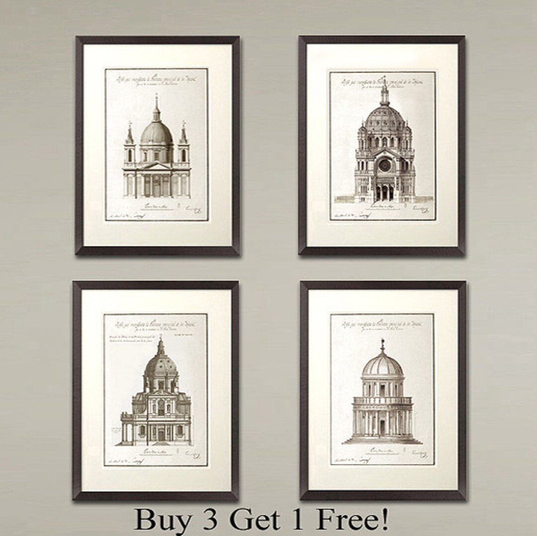 Large Classic Architecture Art Prints 4 Set.architectural Elevations ...