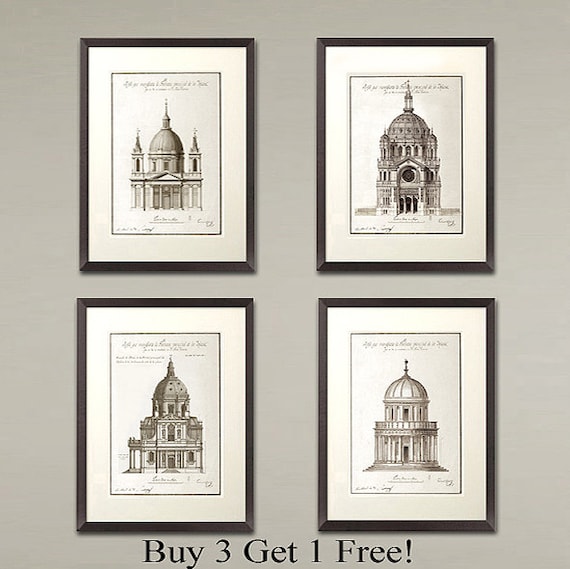 Large Classic Architecture Art Prints 4 Set.architectural | Etsy