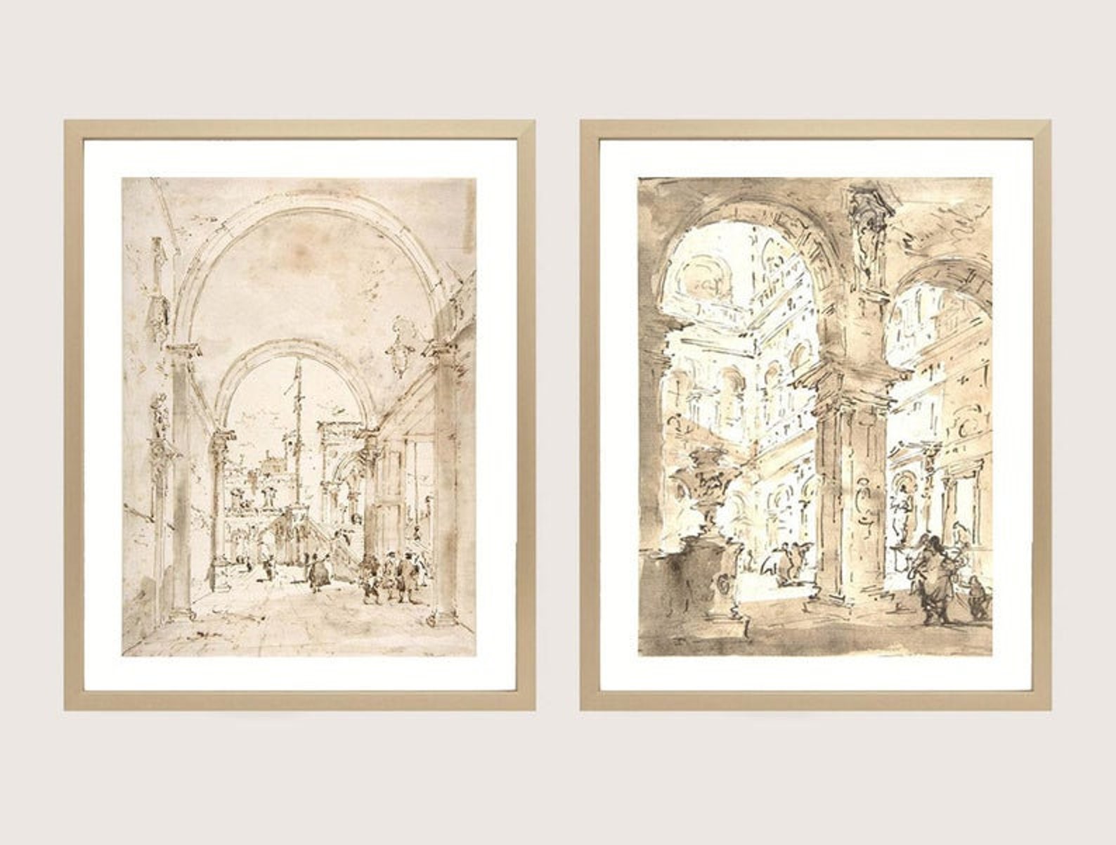 2 Set Vintage Drawing Art Prints. 1700's Architectural - Etsy