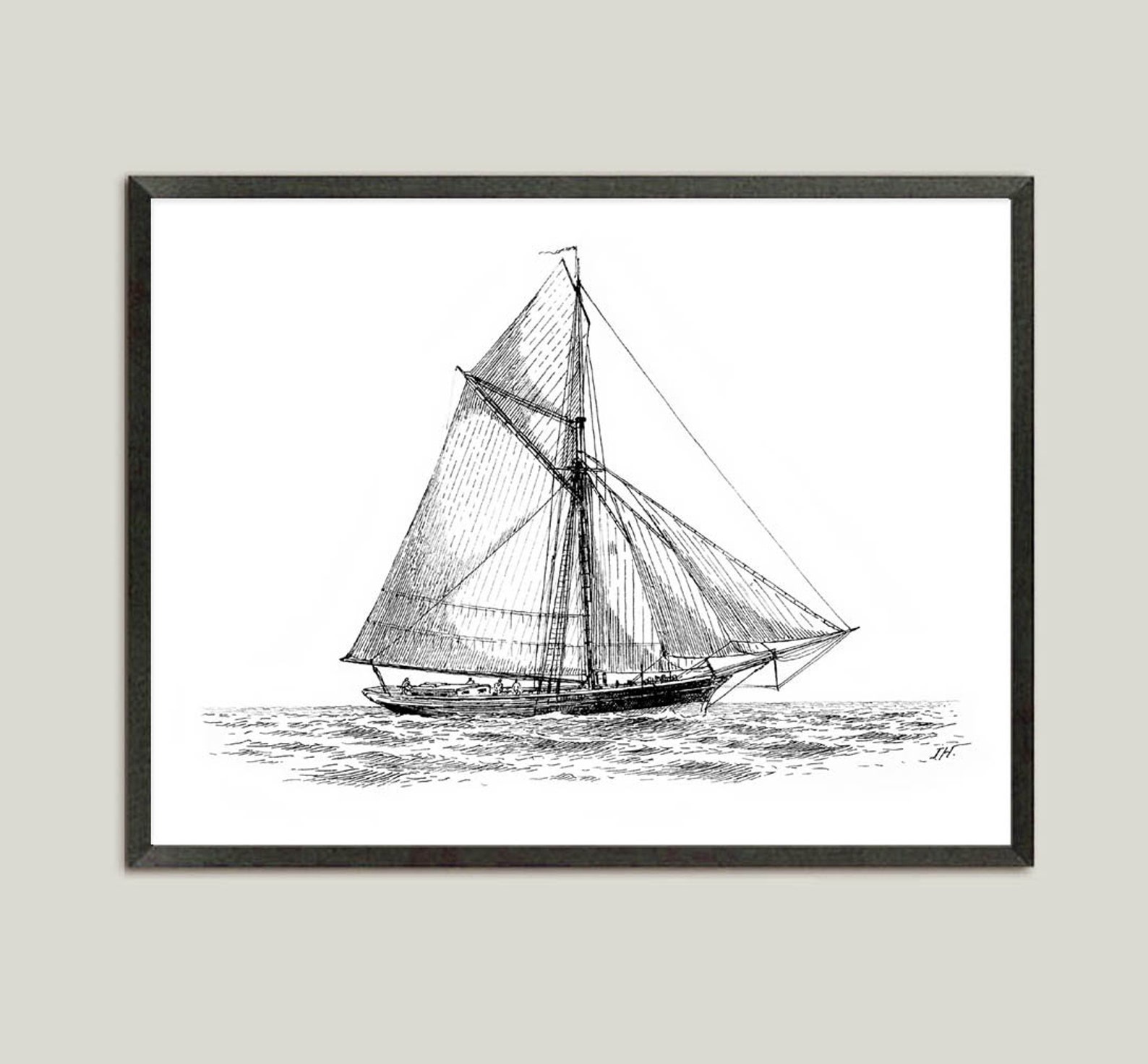 Sailboat Ink Drawings 4 SET Prints of Racing Yacht Sloop - Etsy