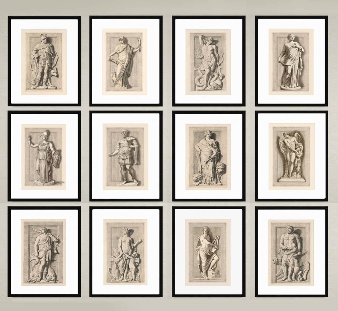 12 Engravings Greek and Roman Figures, Neoclassical Art Prints ...
