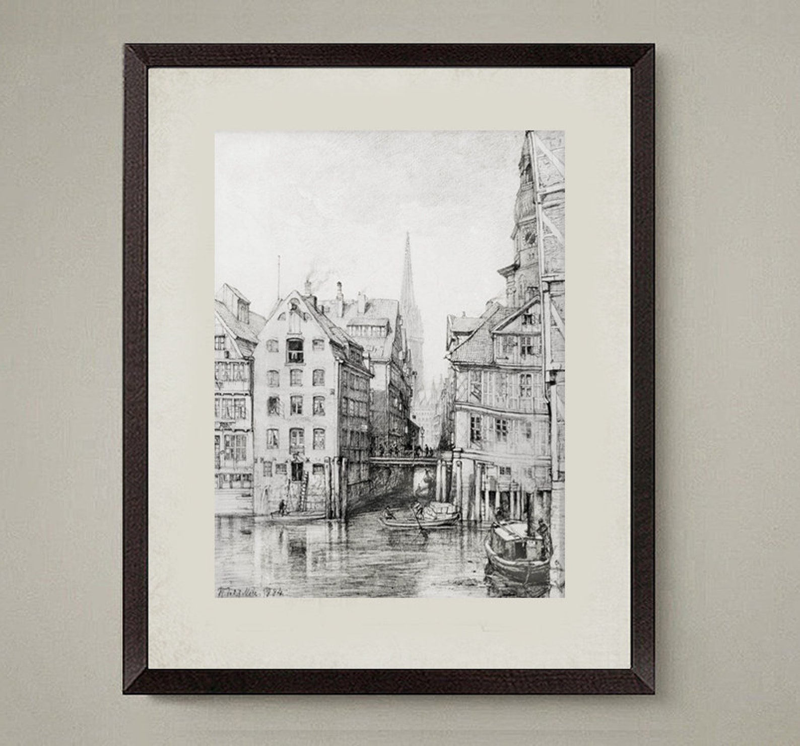 3 Set Vintage Drawing Art Prints. Vintage Architectural Sketch City and ...
