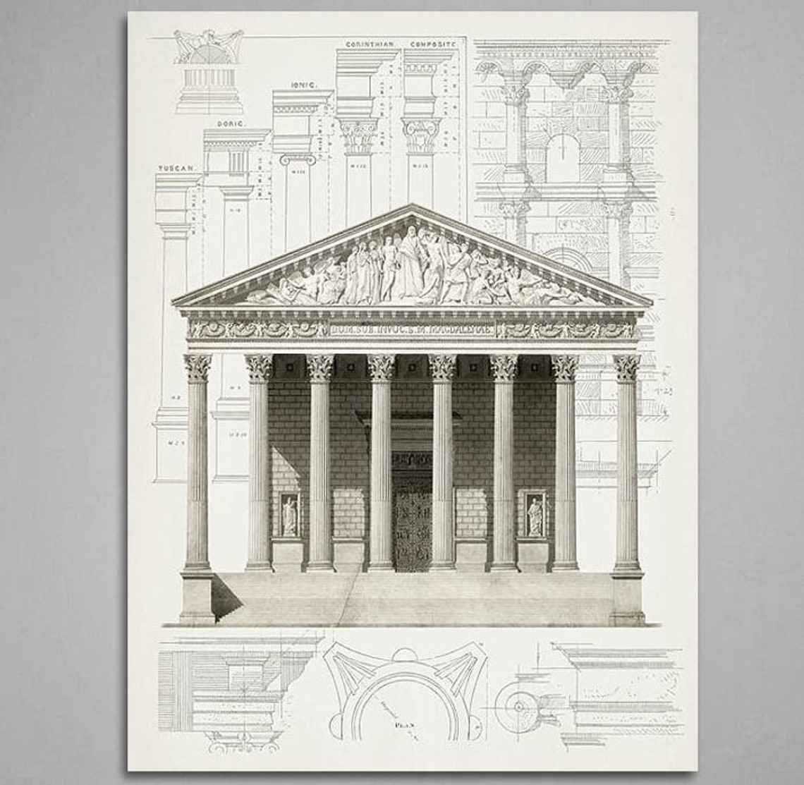 Classic Architecture Drawings 2 Set Architectural Prints - Etsy