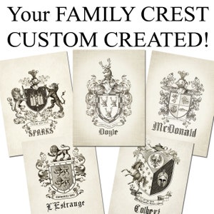 CUSTOM Family Crest-wedding Crest-surname Coat of Arms BIG CREST Home ...