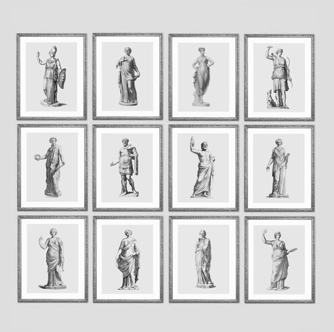 12 Engravings Greek and Roman Figures, Neoclassical Art Prints ...