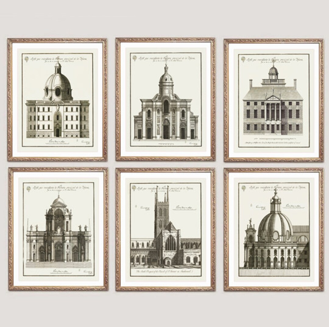 6 Set Architectural Art Prints, Architecture Drawing, Roman ...