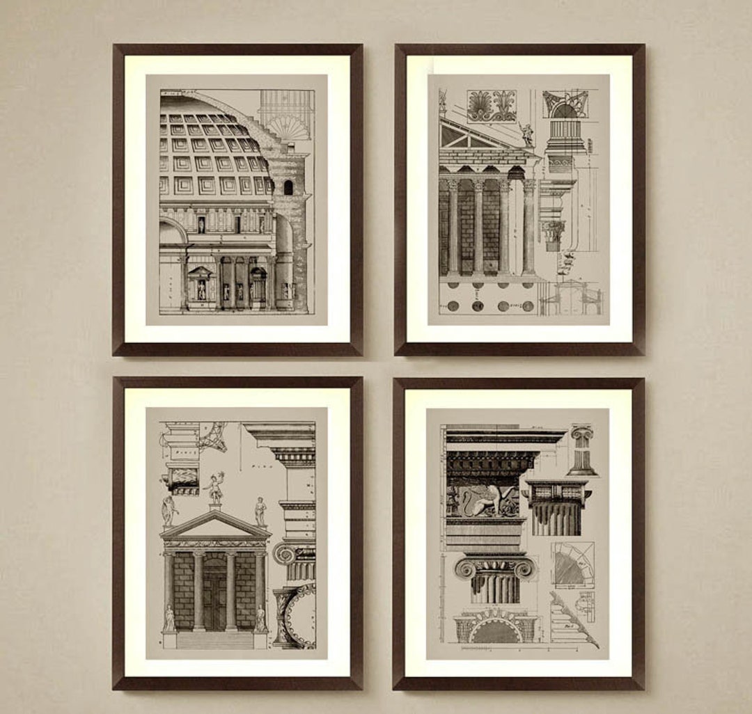 4 Architecture Art Prints. Nice Classic Architectural Decor Home or ...