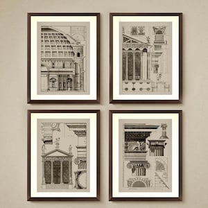 4 Architecture Art Prints. Nice Classic Architectural Decor Home or ...