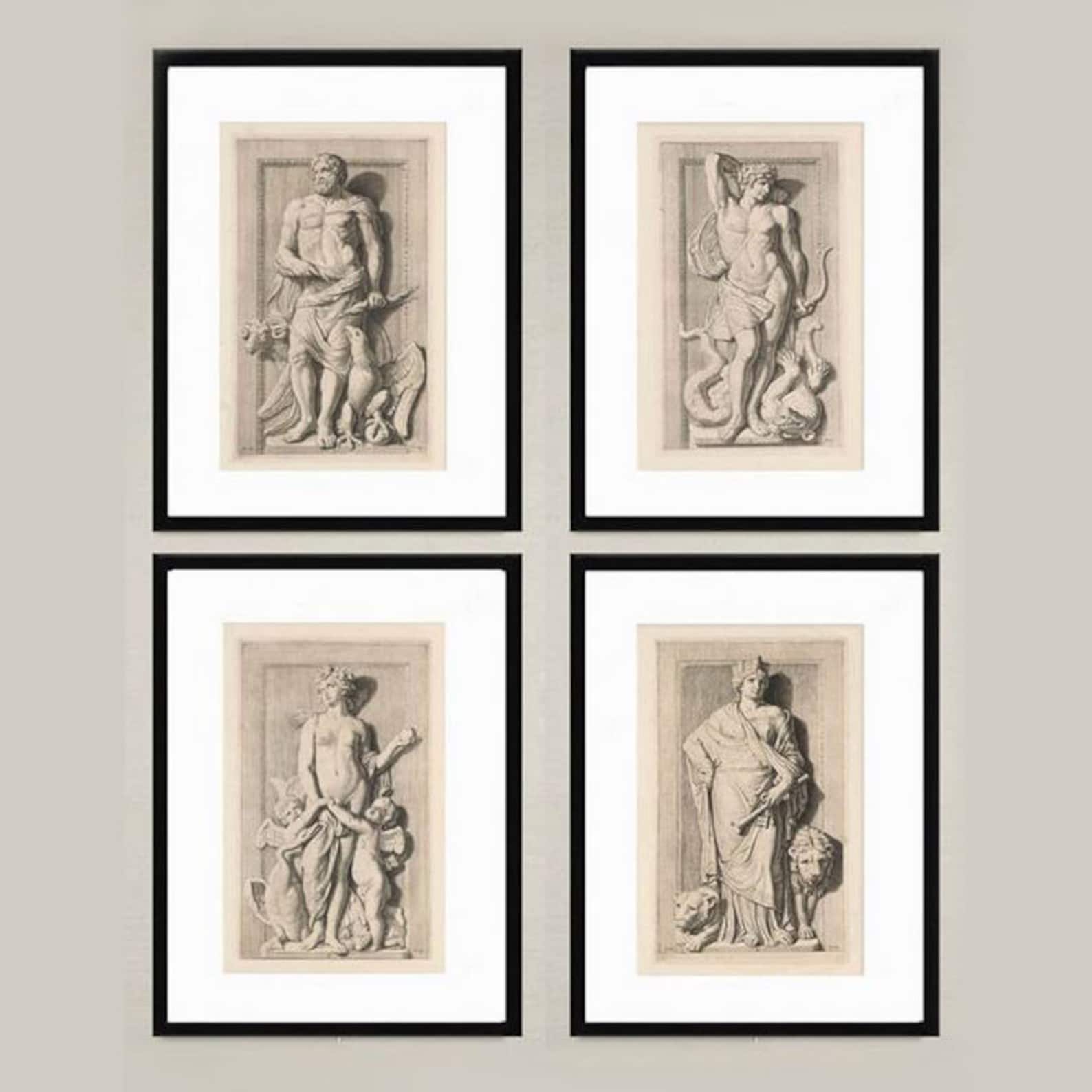 4 Engravings Greek and Roman Figures, Neoclassical Art Prints ...