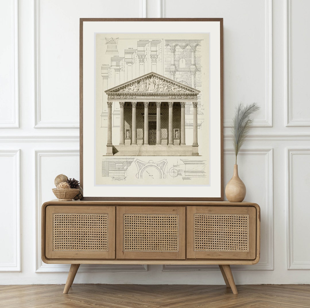 Classic Architecture Drawing, Architecture Print, Art Print Home Decor ...