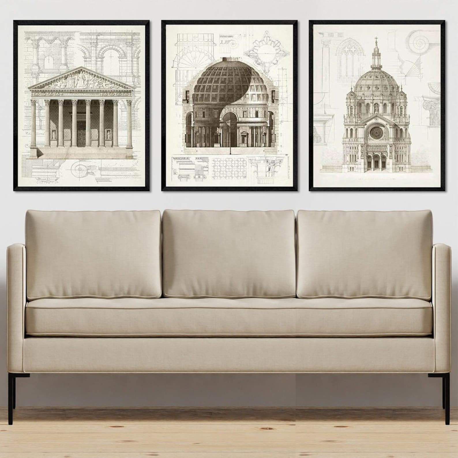 3 Set Architectural Art Prints Architecture Drawing Roman - Etsy