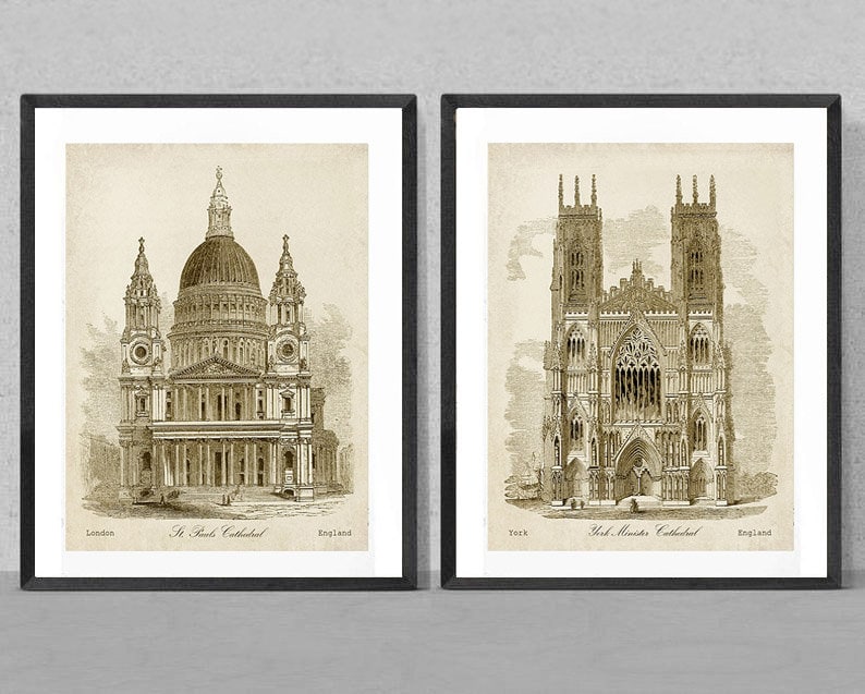 Vintage Cathedral Architecture Prints, Set of 6, Housewarming Gift - Etsy