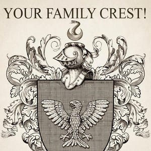 CUSTOM Family Crest-wedding Crest-surname Coat of Arms BIG CREST Home ...