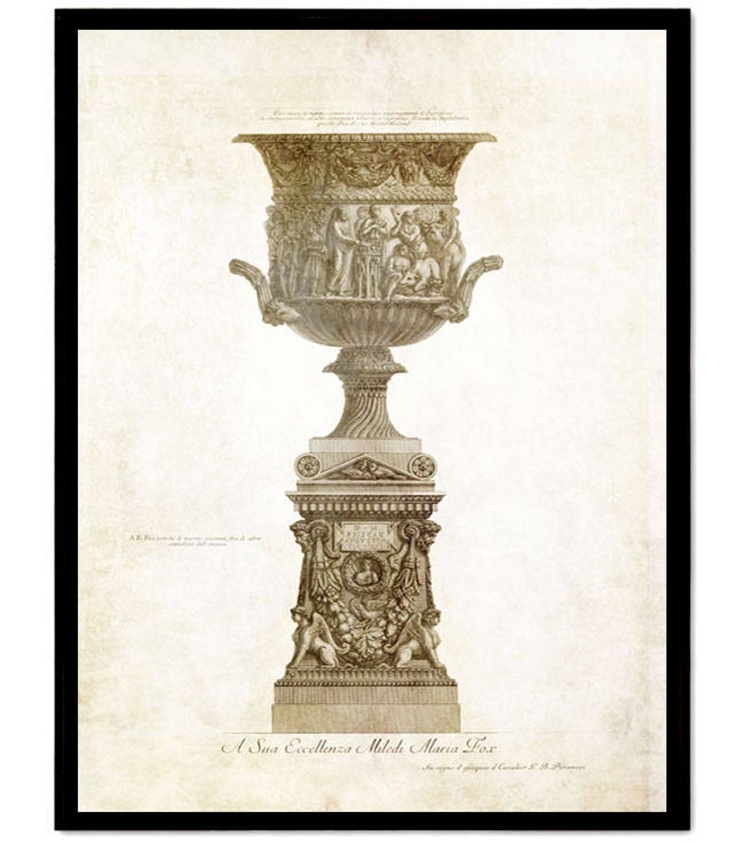 2 Set Large Classic Urn and Pedestal Art Prints. Architectural Prints ...