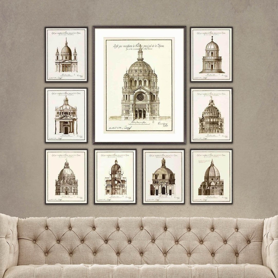 9 Set Architecture Prints. Gallery Prints, Ancient Architecture, Wall ...
