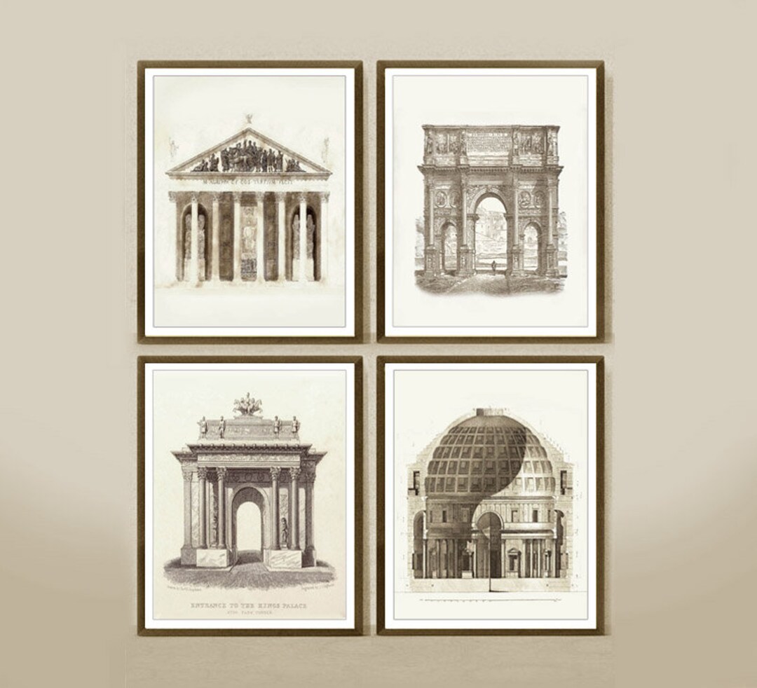 Architecture Print 4 Set. Architectural Drawings. European ...